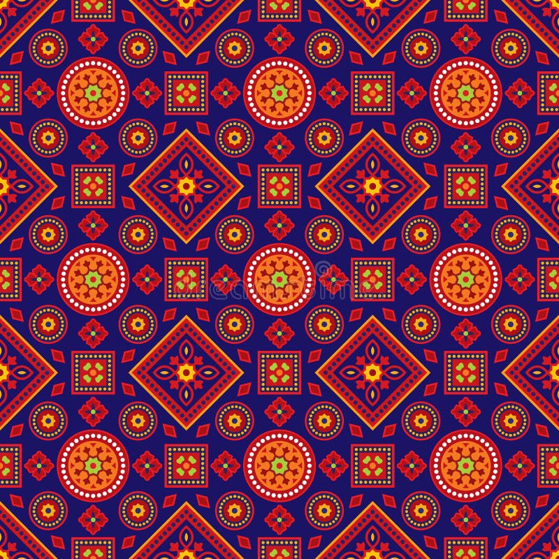 Sindhi Ajrak Pattern stock vector. Illustration of element - 38813003