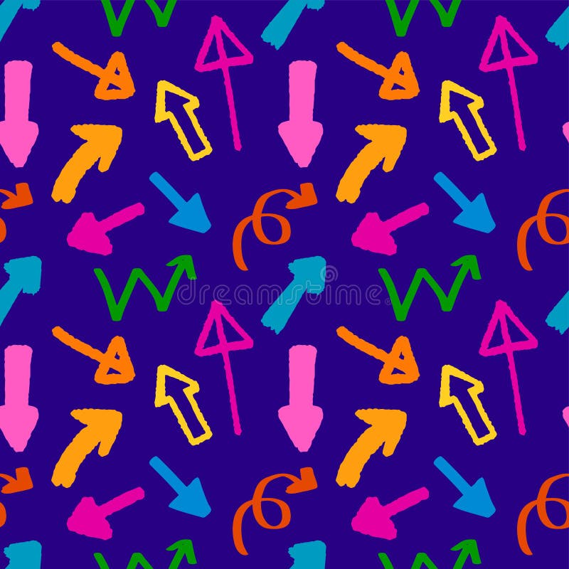 Colourful Arrow and Direction Doodle Hand Drawn with Different Stroke ...
