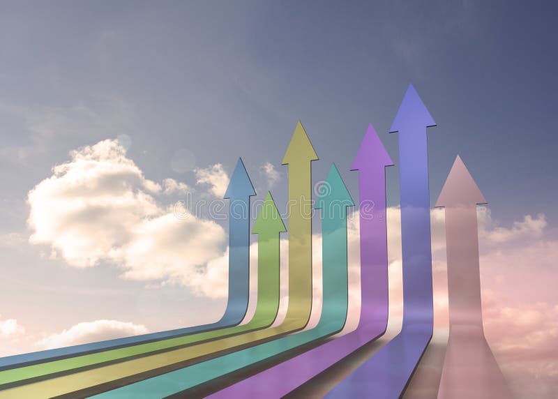 Colourful Arrows Pointing Up Stock Illustration - Illustration of ...