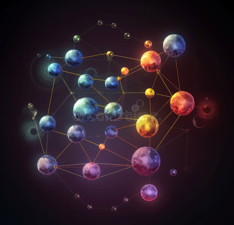 Colourful Atoms Forming Molecular Structure, Created Using Generative ...