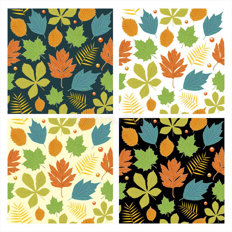 Colourful Autumn Leaves Seamless Pattern Stock Vector - Illustration of ...