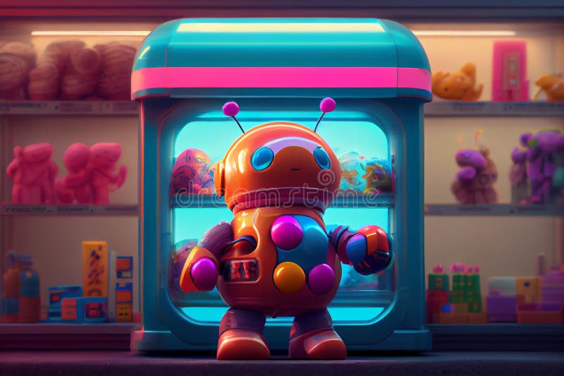 Colourful Baby Robot in Window Stock Illustration - Illustration of ...
