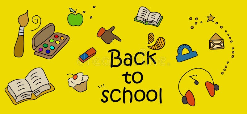 Colourful Back To School on an Yellow Background Stock Vector ...