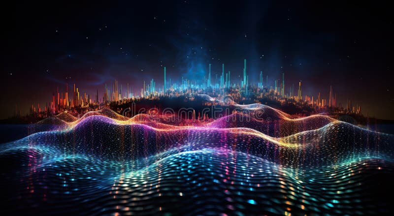 Colourful Background with Communication and Technology Pattern ...