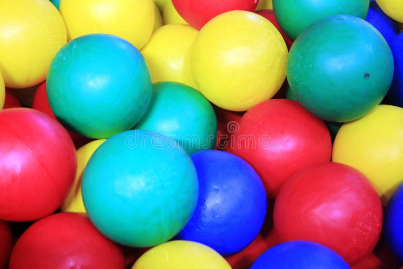 Closeup Photo with Colorful Balls for Kids - Green, Yellow, Red and ...