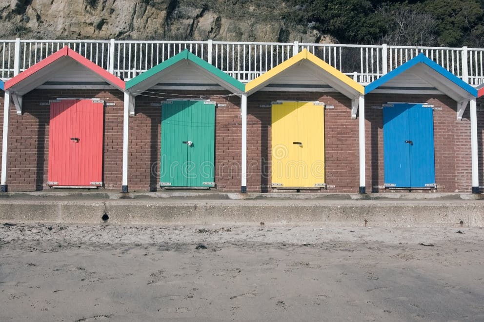 Colourful beach huts stock image. Image of yellow, line - 13523241