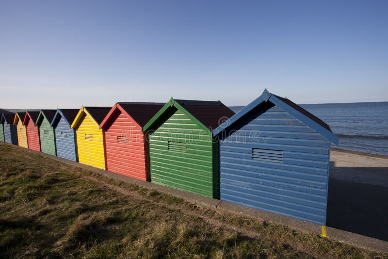 Colourful beach huts stock image. Image of angle, warm - 24043519