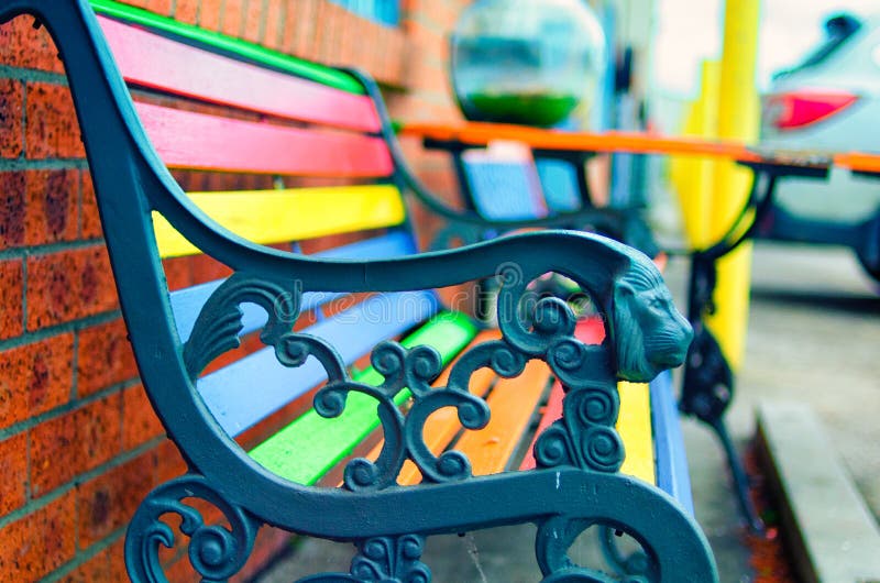 Colourful bench stock photo. Image of canberra, front - 87310352
