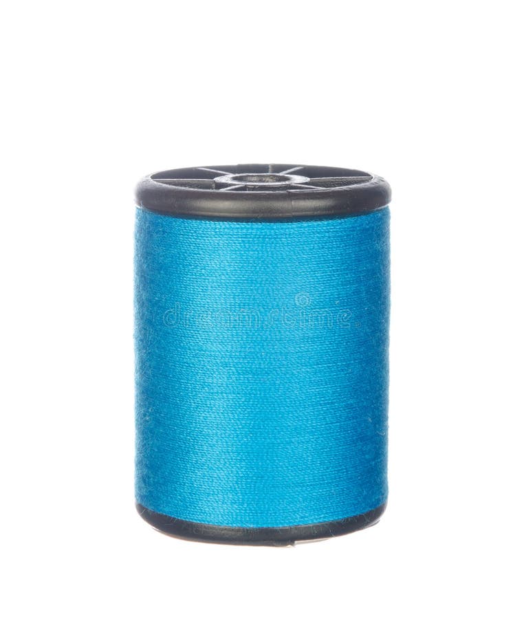 Colourful Blue Thread Isolated on White Stock Image - Image of fashion ...