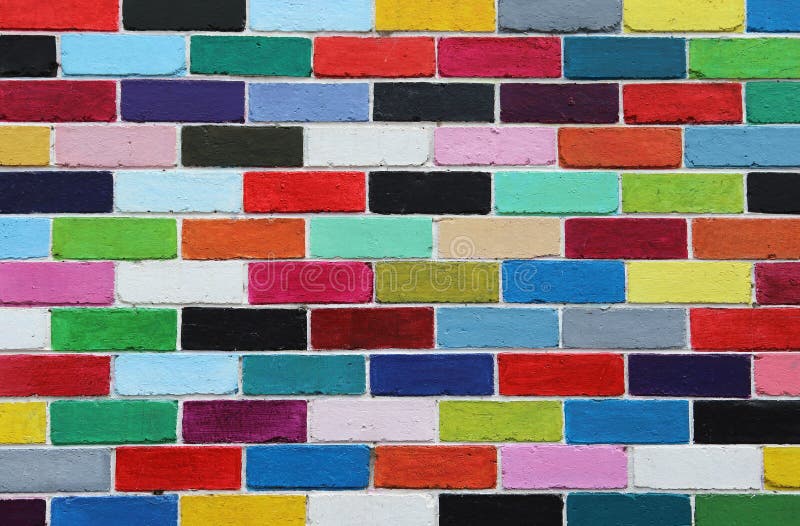 Colourful Brick Wall Background Stock Image - Image of building ...