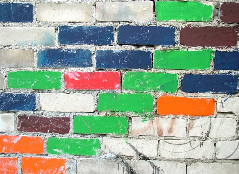 Colourful bricks wall stock photo. Image of orangge, concrete - 315468