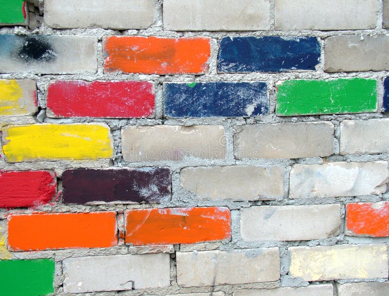 Colourful bricks wall stock image. Image of painted, white - 315503