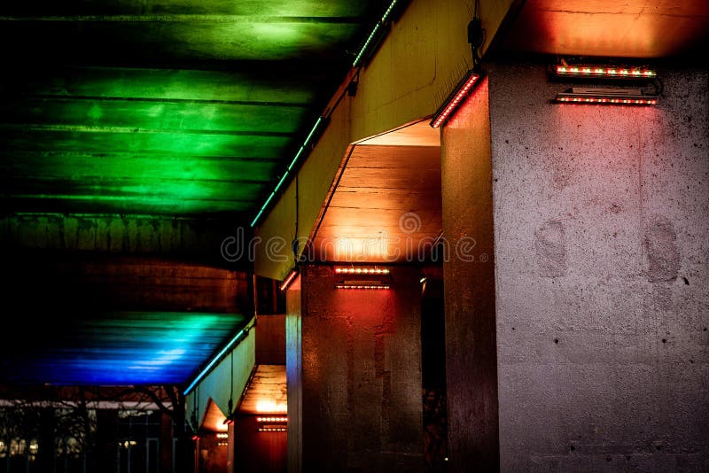 Colourful Bridge in Coventry at Night Stock Image - Image of abstract ...