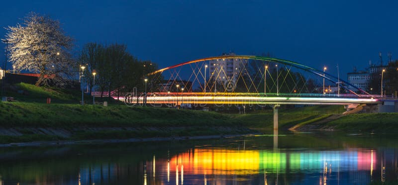 Colourful bridge at night stock image. Image of colour - 267674167