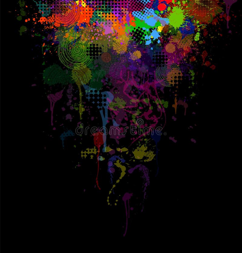Colourful Bright Ink Splat Design with a Black Background Stock Vector ...