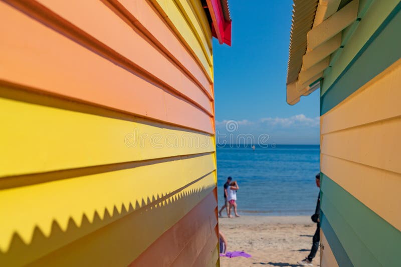 Colourful Brighton Beach Boxes Editorial Stock Photo - Image of ...