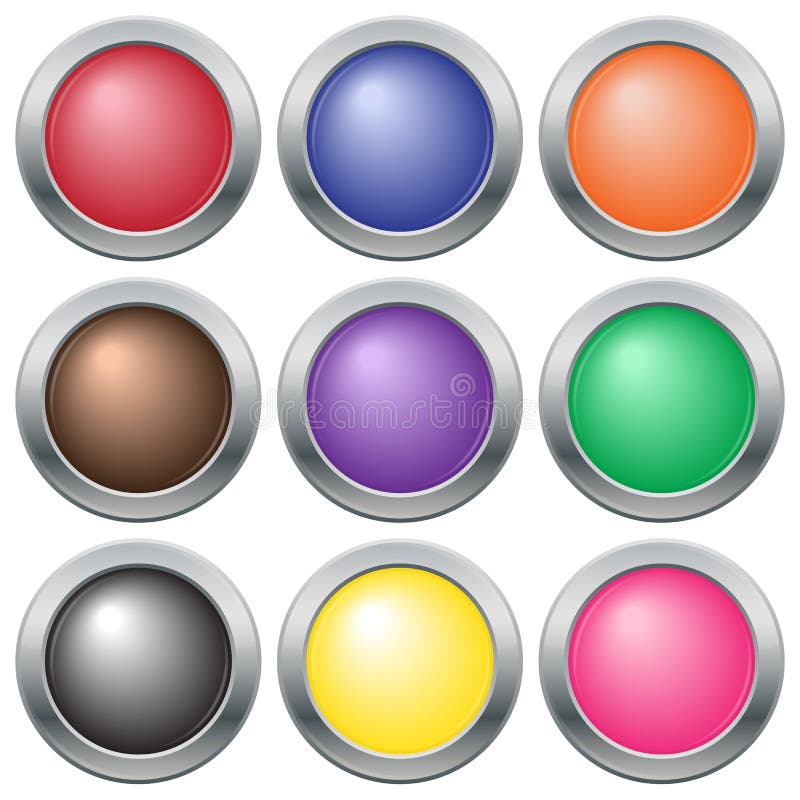 Colourful Button Icon Set stock vector. Illustration of white - 63029707