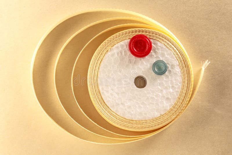 Colourful Buttons and Ribbon Roll Stock Photo - Image of craft, loose ...
