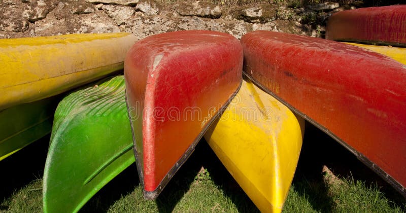 Colourful canoes stock photo. Image of colors, river - 42851846