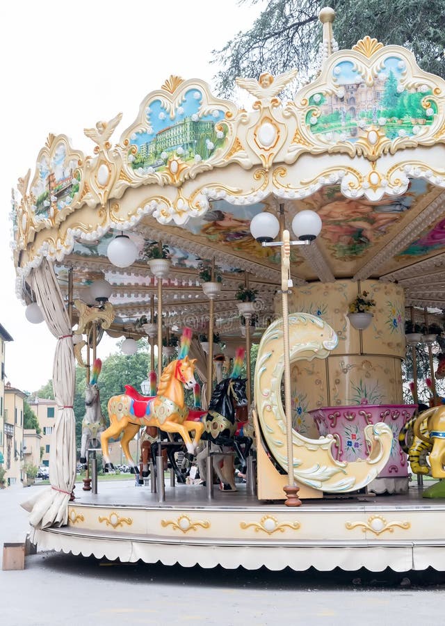 Colourful Carousel in the Park Stock Photo - Image of holiday ...