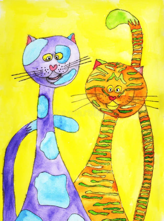 Colourful cats stock illustration. Illustration of color - 2102000