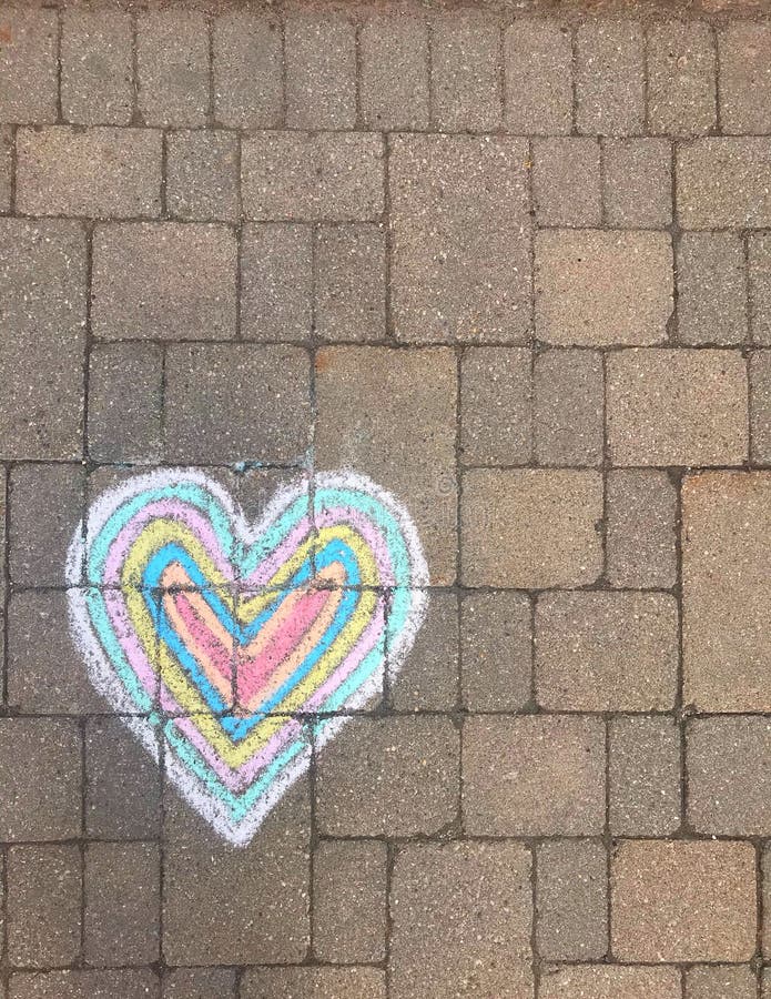 Chalk heart on sidewalk stock image. Image of square - 180736511