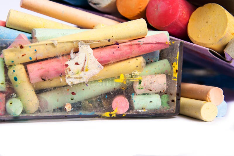 Colourful chalks in a box stock image. Image of colourful - 51300603