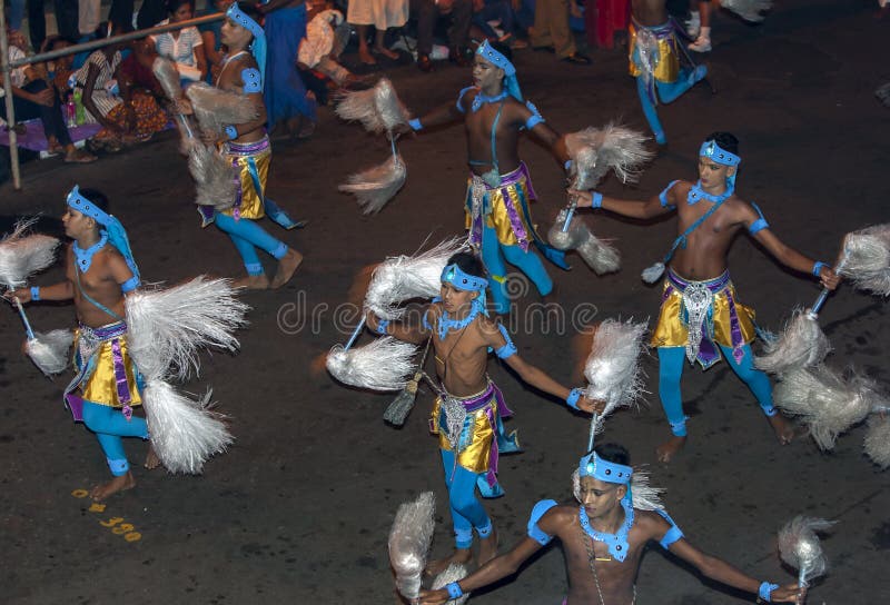 Colourful Chamara Dancers Perform through the Steets of Kandy in Sri ...