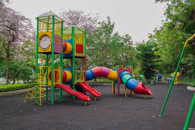 Colourful Children Playground Equipment Stock Photo - Image of safe ...