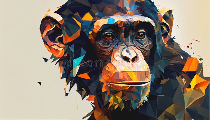 Colourful Chimp Monkey Art Wallpaper Stock Illustration - Illustration ...