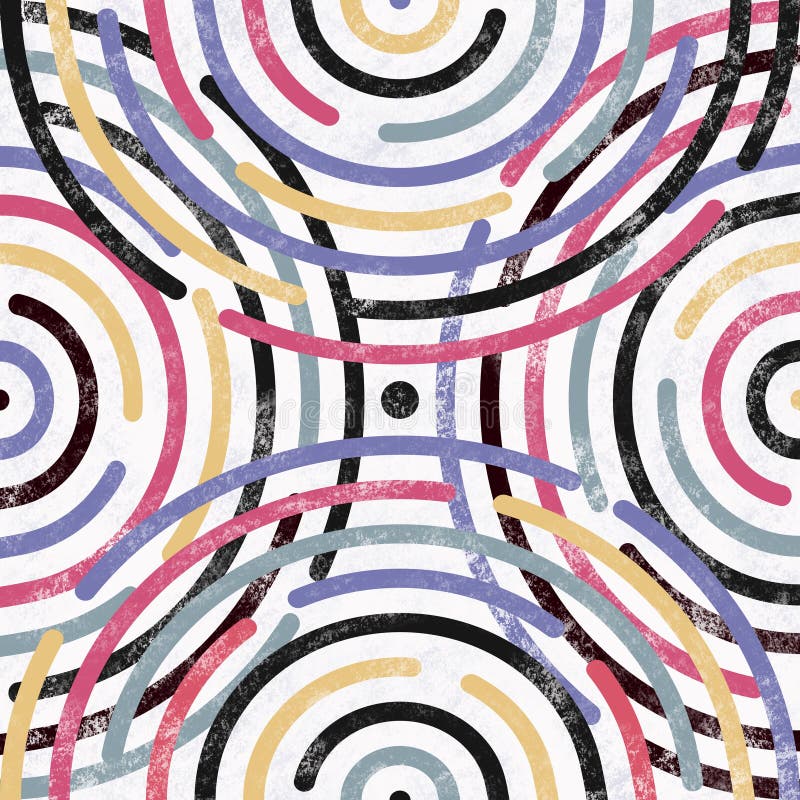 Colourful Circular Geometric Design with Texture Stock Illustration ...