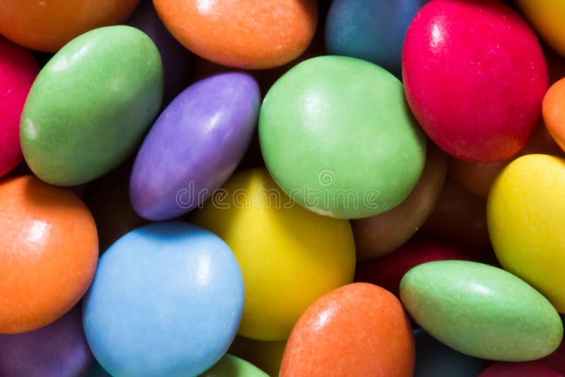 Colourful Close Up of Sweets and Candy. Coloured Chocolate for Desert ...