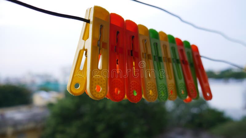 Colourful cloth clips stock image. Image of cloth, line - 197531967