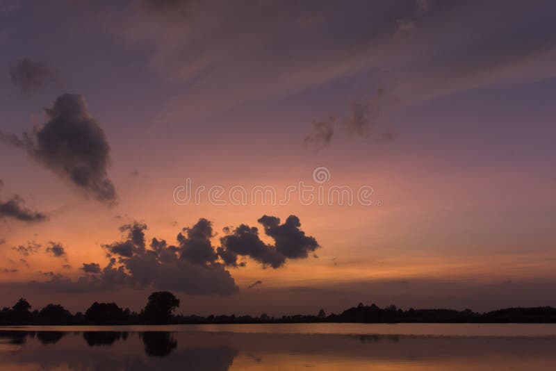Colourful Clouds and Pond after Sunset Stock Image - Image of nature ...