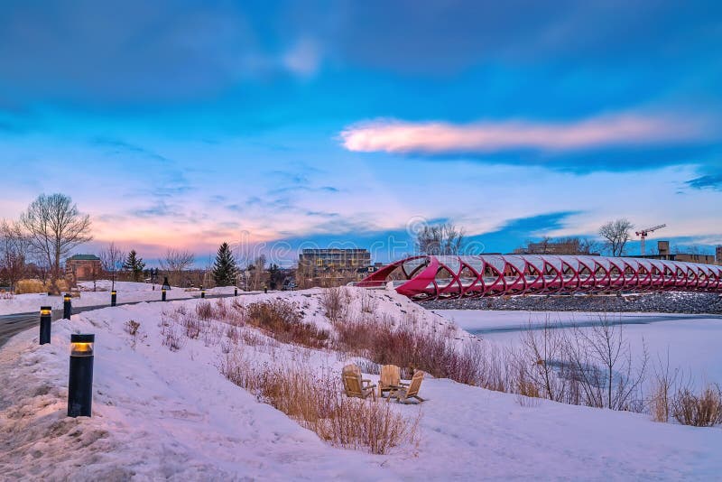 Vibrant Cloudscape Sky Over a Wintry Peace Bridge Editorial Photography ...