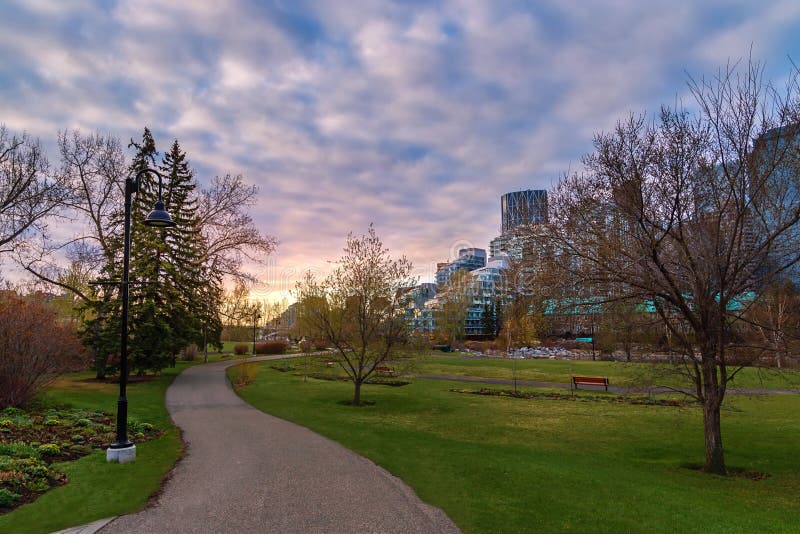 Sunrise Clouds Over a Calgary Spring Park Stock Photo - Image of ...