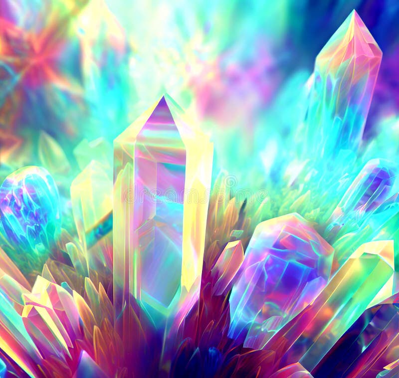 Colourful Cluster of Grown Crystals Stock Illustration - Illustration ...