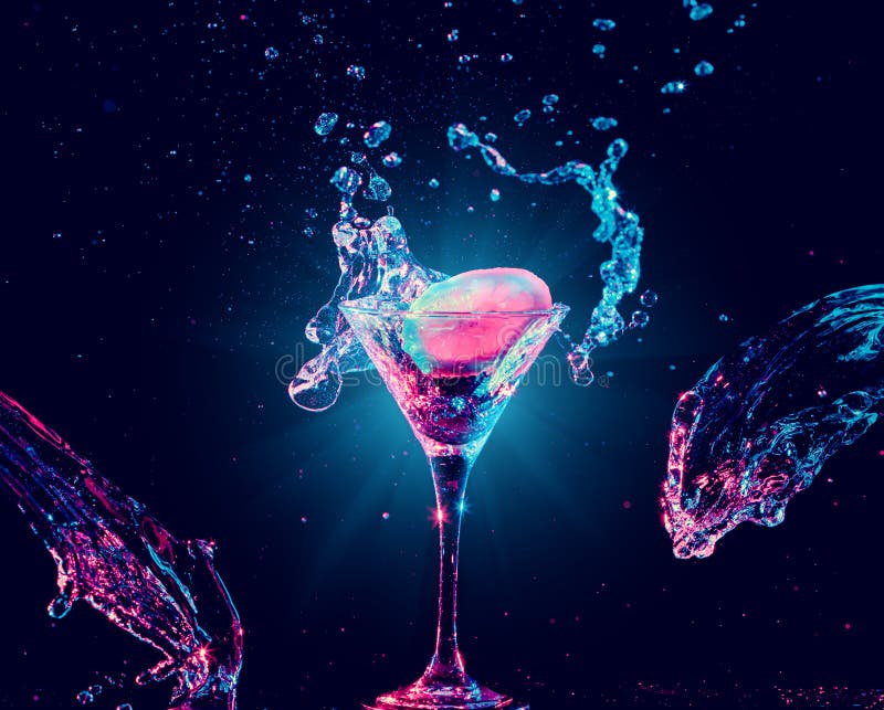 Colourful Cocktail in Glass with Splash Stock Photo - Image of light ...