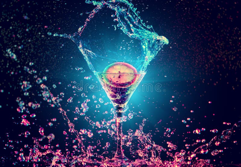 Colourful Cocktail in Glass with Splash Stock Image - Image of effect ...