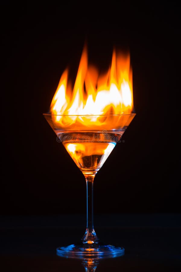 Flaming Cocktail stock photo. Image of glass, nightclub - 9354586