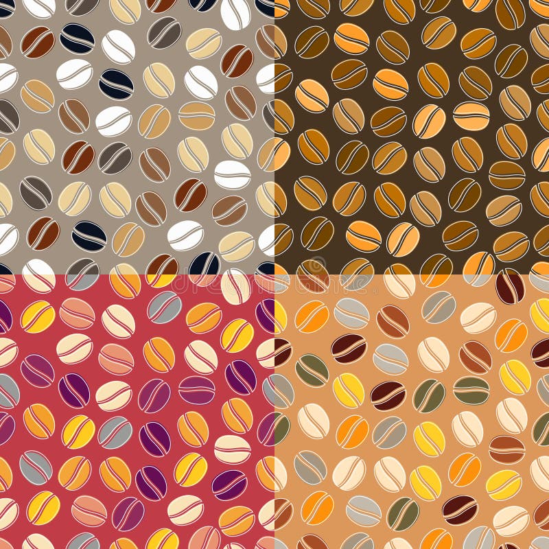 Set of Coffee Seamless Textures Stock Vector - Illustration of bean ...