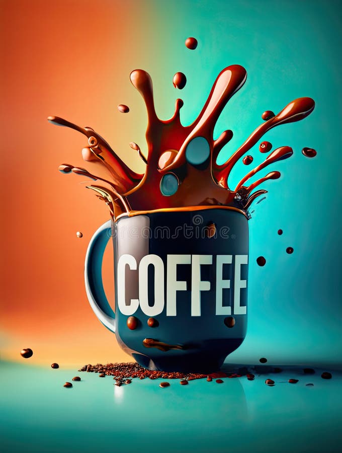Colourful Coffee Splash Concept Stock Illustration - Illustration of ...