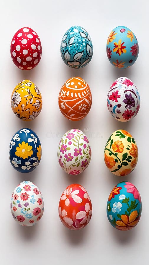 Colourful Collection of Easter Eggs, Each Different Symbol of Spring ...