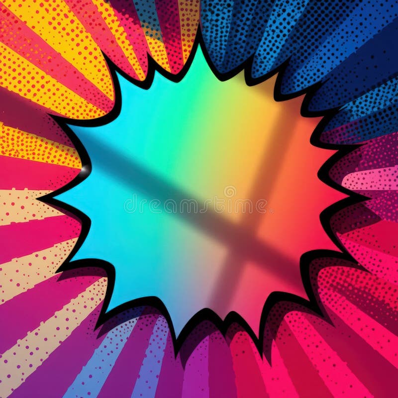 Colourful Comic Book Explosion Background with Halftone Effect for ...