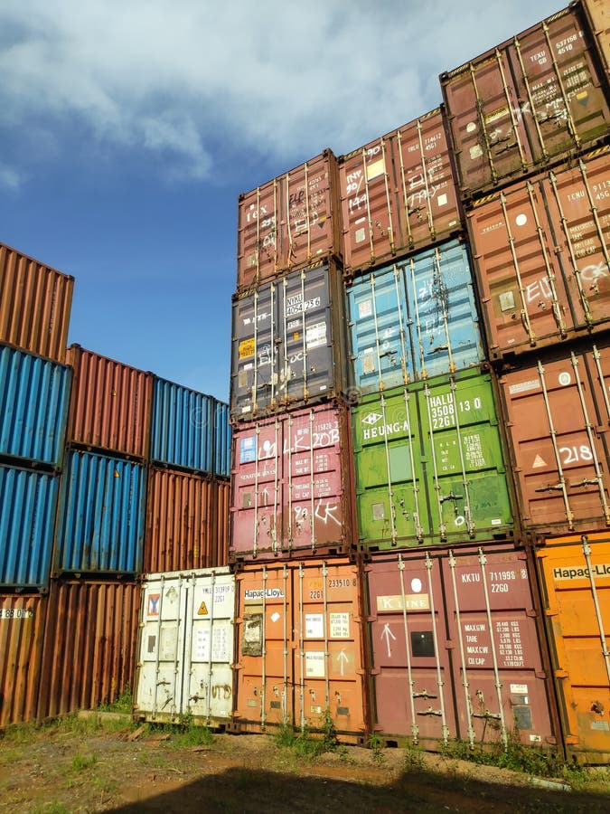 Colourful Container Placed One Place Editorial Stock Image - Image of ...