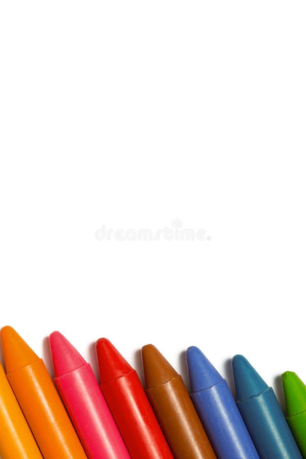 Colourful crayons in a row stock image. Image of copy - 44135529