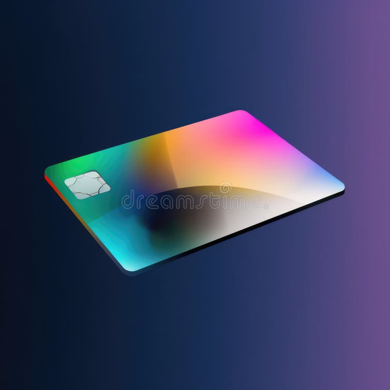 Colourful Credit Card with Microchip on Blue, Copy Space, Created Using ...