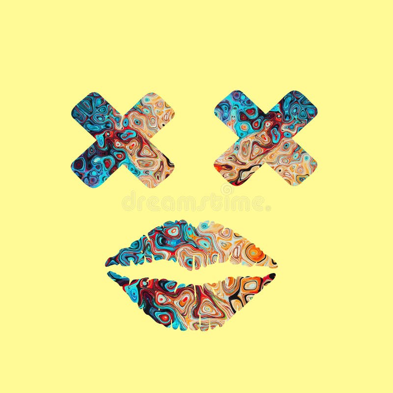 Colourful Cross Eye with Lips Stock Illustration - Illustration of ...