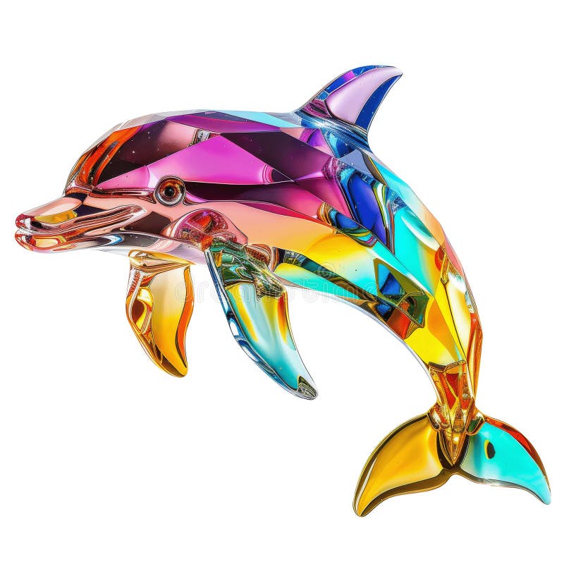 Colourful Crystal Dolphin Figurine Stock Photo - Illustration of glass ...