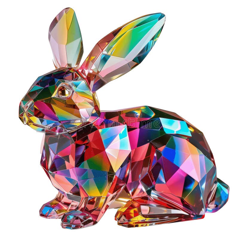 Colourful Crystal Rabbit Figurine Stock Photo - Illustration of artwork ...